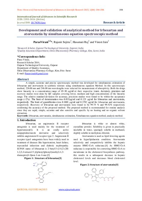 pdf development and validation of an analytical method for the