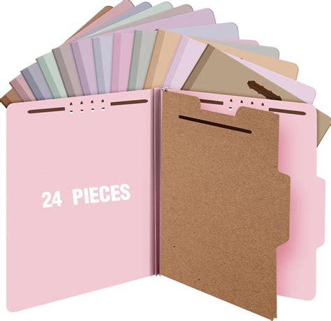 Yaomiao 24 Pcs Classification Folders 2 Inch 1 Divider Classification File Folder