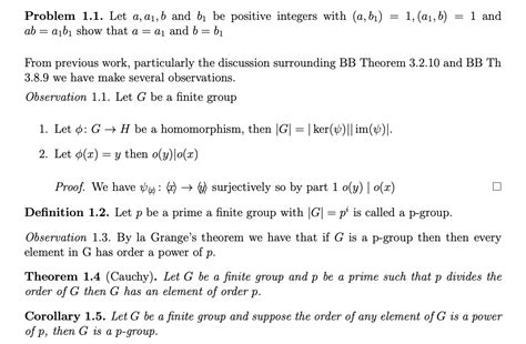 Solved Problem 1 1 Let A A1 B And B1 Be Positive Integers Chegg Com