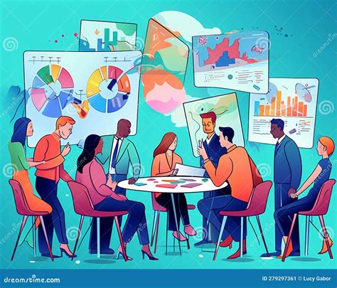 Teamwork In A Company Discussion Analization Data Charts And