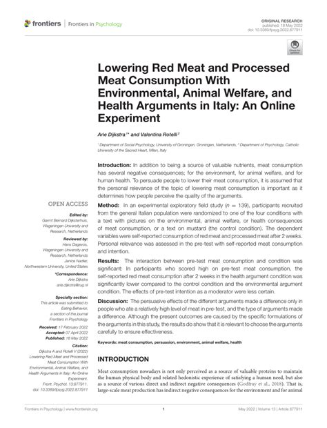 Pdf Lowering Red Meat And Processed Meat Consumption With