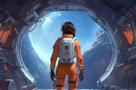 Premium Ai Image Astronaut Spaceship Woman In Space Generate Ai