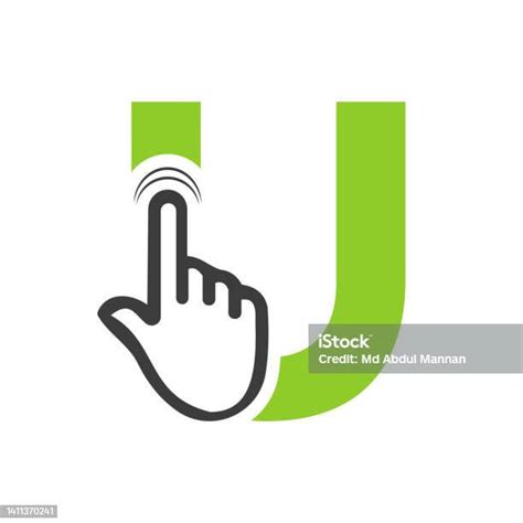 편지 U 손가락 클릭 로고 벡터 템플릿 개념 기술 기호에 대 한 개념에 대한 스톡 벡터 아트 및 기타 이미지 개념 누름 버튼 디자인 Istock