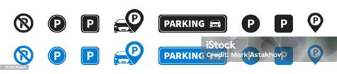 주차 아이콘 세트 벡터 격리된 일러스트레이션 주차 장소 표지판 주차 및 교통 표지판 0명에 대한 스톡 벡터 아트 및 기타 이미지 0명 가상현실 거리 Istock