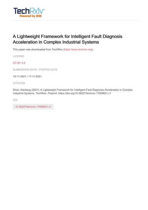 Pdf A Lightweight Framework For Intelligent Fault Diagnosis Acceleration In Complex Industrial