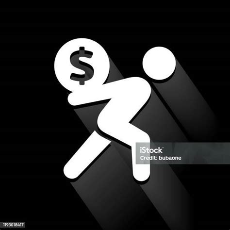 긴 그림자와 돈 흑백 아이콘을 들고 개념 기호에 대한 스톡 벡터 아트 및 기타 이미지 개념 기호 그림자 긴 그림자 디자인