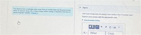 Solved The Electron From A Hydrogen Atom Drops From An