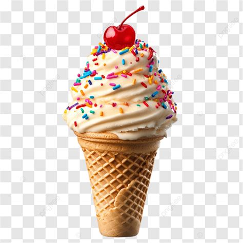 스프링클과 체리를 곁들인 바닐라 아이스크림 콘 바닐라 아이스크림 스프링클콘 체리온탑 Png 일러스트 및 이미지 에 대한 무료 다운로드 Pngtree