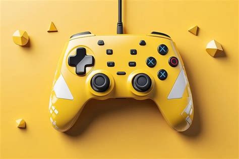 Premium Photo White Standard Game Controller Joystick Gamepad On A Yellow Background With