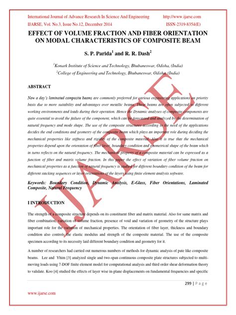 Effect Of Volume Fraction And Fiber Orientation Pdf Composite Material Bending