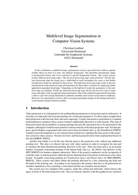 pdf multilevel image segmentation in computer vision systems