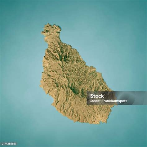 Santiago Island Cape Verde Satellite Topographic Map 3d Render True