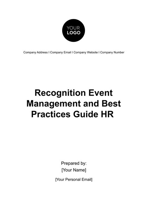 Free Recognition Event Management And Best Practices Guide Hr Template