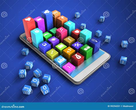 D Binary Cubes Stock Illustration Illustration Of Electronic