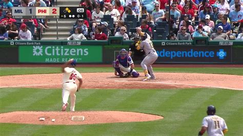 Eric Haase Grounds Out Second Baseman Bryson Stott To First Baseman Alec Bohm 06012025