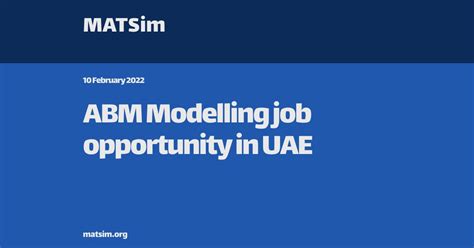 Abm Modelling Job Opportunity In Uae