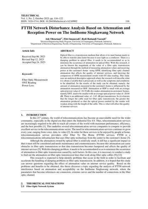 Pdf Ftth Network Disturbance Analysis Based On Attenuation And Reception Power On The Indihome