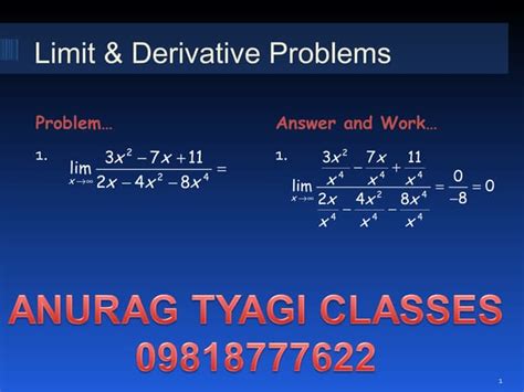 Limit And Derivative Problems By Anurag Tyagi Classes Atc Ppt