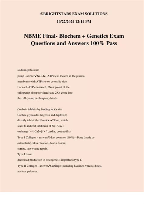Nbme Final Biochem Genetics Exam Questions And Answers 100 Pass Nbme Stuvia Us