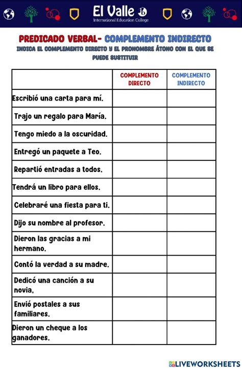 Complemento Ind Free Interactive Worksheets 7022206