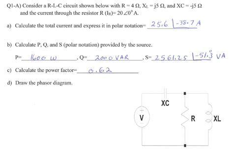 Solved Q A Consider A R L C Circuit Shown Below With Chegg