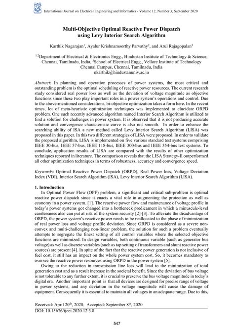 Pdf Multi Objective Optimal Reactive Power Dispatch Using Levy