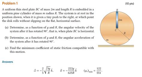 solved problem 1 10 pts a uniform thin steel plate bc of