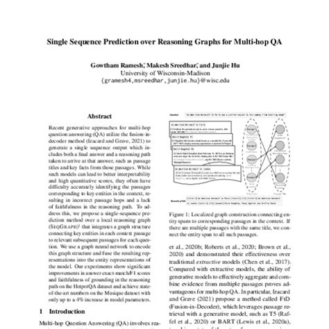 Single Sequence Prediction Over Reasoning Graphs For Multi Hop Qa Acl