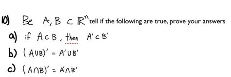 solved 10 be a b⊂rn tell if the following are true prove