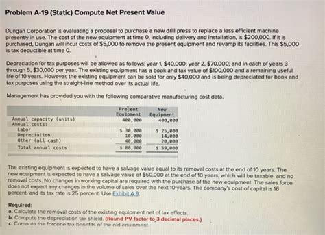 Solved Problem A 19 Static Compute Net Present Value