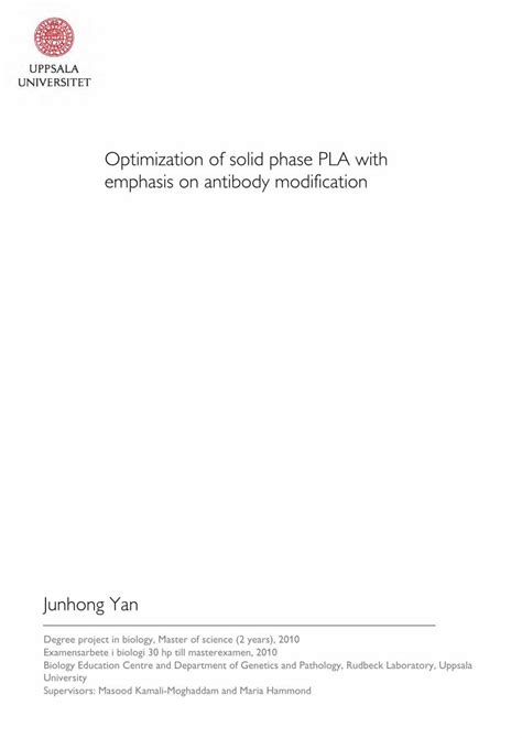 pdf optimization of solid phase pla with emphasis on antibody