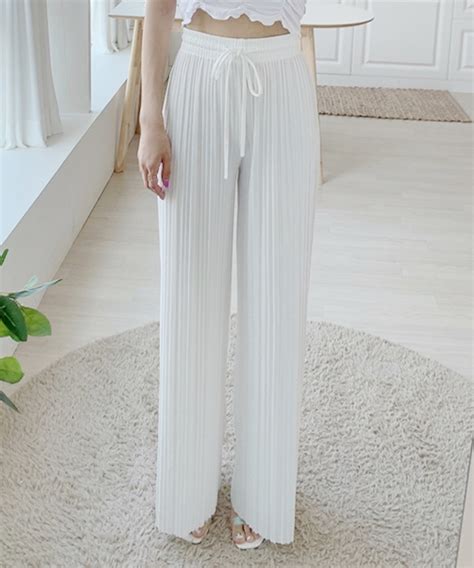 비바유지 찰랑핏 Y존부각x비침x 🚀당발🚀쿨 썸머 플리츠 팬츠 와이드 주름 밴딩 바지 편한 하이웨스트 트레이닝 롱 키큰녀 4color