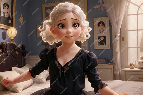 Premium Photo Low Brow Art 8 Yr Old Girl In Mansion Bedroom Dancing Dressed In Black Velvet