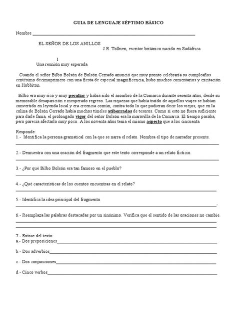 Guia De Lenguaje Séptimo Básico Pdf