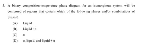 solved 5 a binary composition temperature phase diagram for