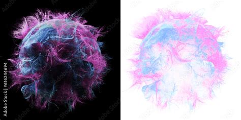 Dynamic Particle Energy Burst Orb Shaped Visual Effect With A Blue And Purple Particle Energy