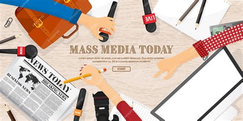 Premium Vector Mass Media Background With Microphone In A Flat Style