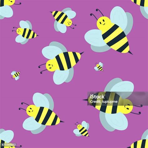 만화 달콤한 노란 꿀벌 여름 작업자 버그 손으로 그린 원활한 패턴 꿀 자연 Nector Key Pattern에 대한 스톡 벡터 아트 및 기타 이미지 Key Pattern