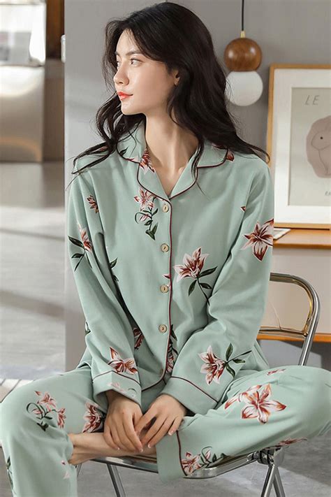 패션 바이 카카오 라이트그린 플라워 코튼 파자마