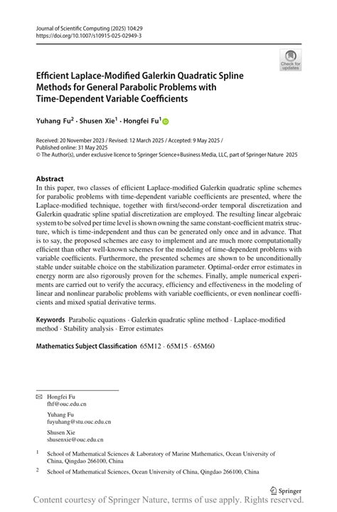 efficient laplace modified galerkin quadratic spline methods for