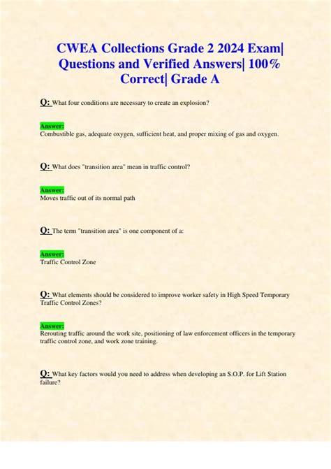 Cwea Collections Grade 2 2024 Exam Questions And Verified Answers 100 Correct Grade A Cwea
