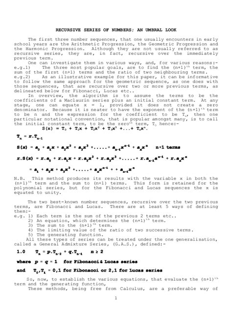 pdf recursive series of numbers an umbral look