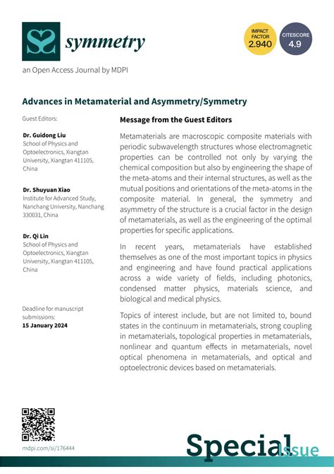 Pdf Call For Papers Special Issue On Advances In Metamaterial And Asymmetry Symmetry