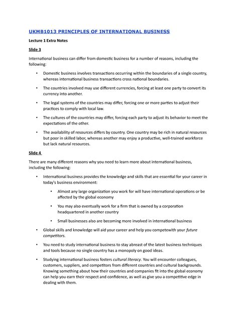 Lecture 1 Extra Notes Ukmb1013 Principles Of International Business