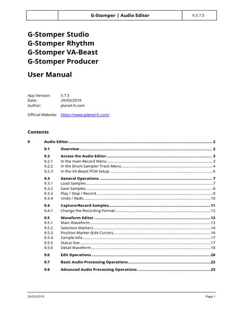 G Stomper Usermanual Audioeditor Pdf Pitch Music Sampling