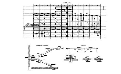 Staircase Construction Detail 2d View Cad Structural Block Layout Autocad File Autocad Block