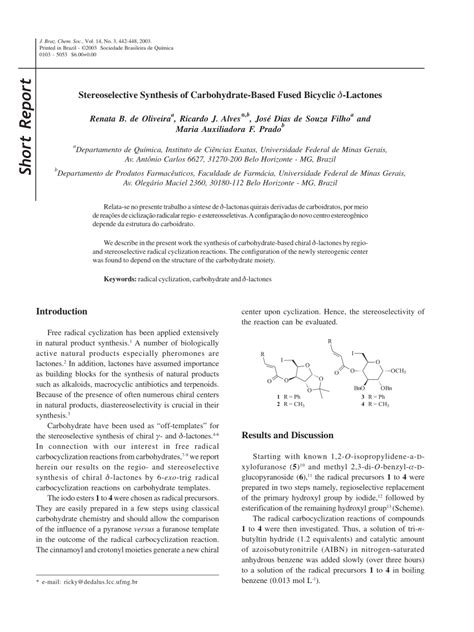 Pdf Stereoselective Synthesis Of Carbohydrate Based Fused Bicyclic Delta Lactones