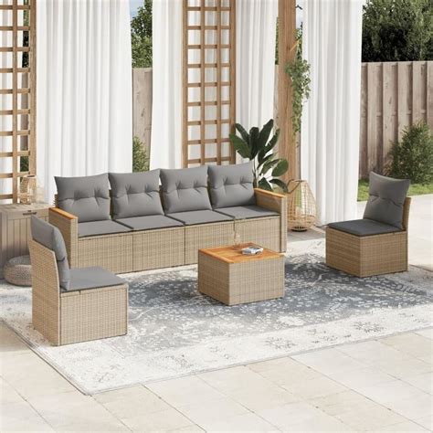 7 Piece Garden Sofa Set With Cushions Grey Poly Rattan Vidaxl Grey