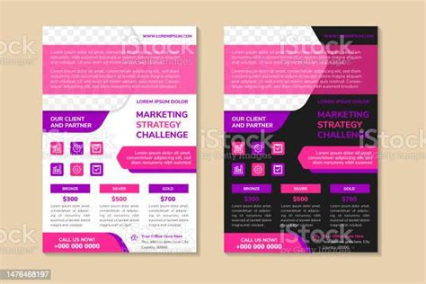 마케팅 전략 과제에 대한 수직 전단지 디자인 템플릿입니다 0명에 대한 스톡 벡터 아트 및 기타 이미지 0명 개념 개념과 주제 Istock