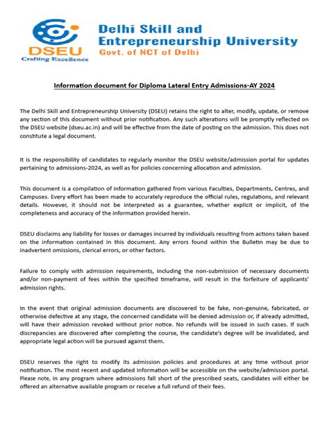 Diploma Lateral Entry 2024 Revised Pdf